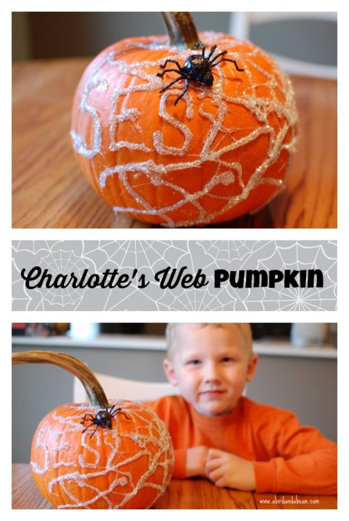 Simple No Carve Spider Web Pumpkin - A Bird and a Bean